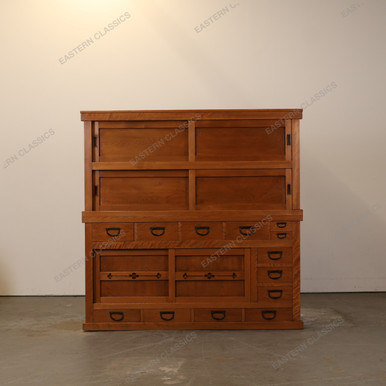 Antique Japanese Tow Section Mizuya Tansu Kitchen Chest With Hikido ...