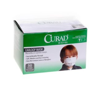 Medline - MDL CUR380 - BX/50 CURAD CHILD FACE MASK WITH EARLOOPS, WHITE ...