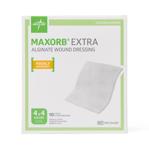 Medline Maxorb® Ag Silver 100%-Calcium Alginate Dressing, 4" x 4" (10 ...