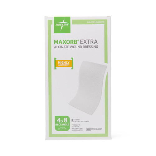 Medline Maxorb® Ag Silver 100%-Calcium Alginate Dressing, 4" x 8" - 50 ...