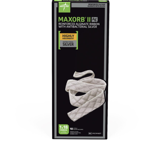 Medline Maxorb® II Ag Silver 100%-Calcium Alginate Dressing, 1" x 18 ...