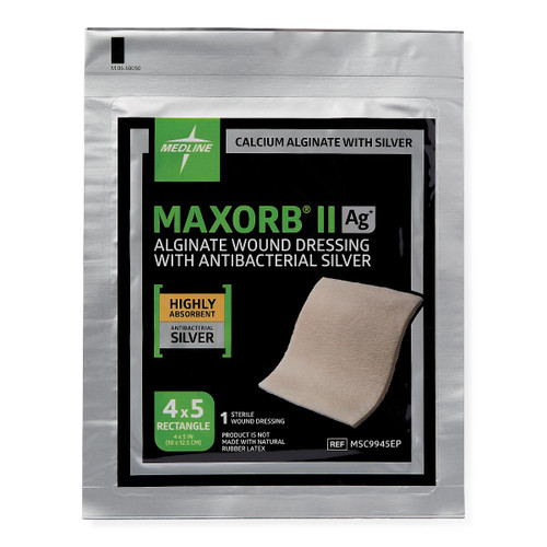 Medline Maxorb Ii Ag Silver 100 Calcium Alginate Dressing 4 X 4 75