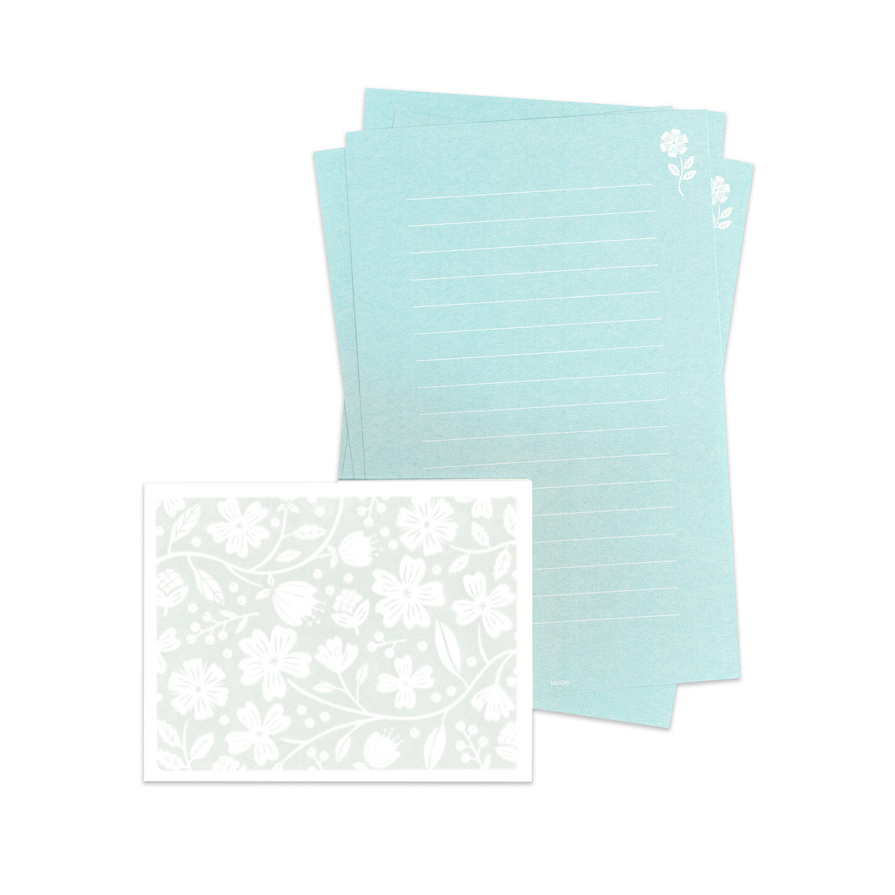 Midori Letter Writing Set, Watermark Blue Floral