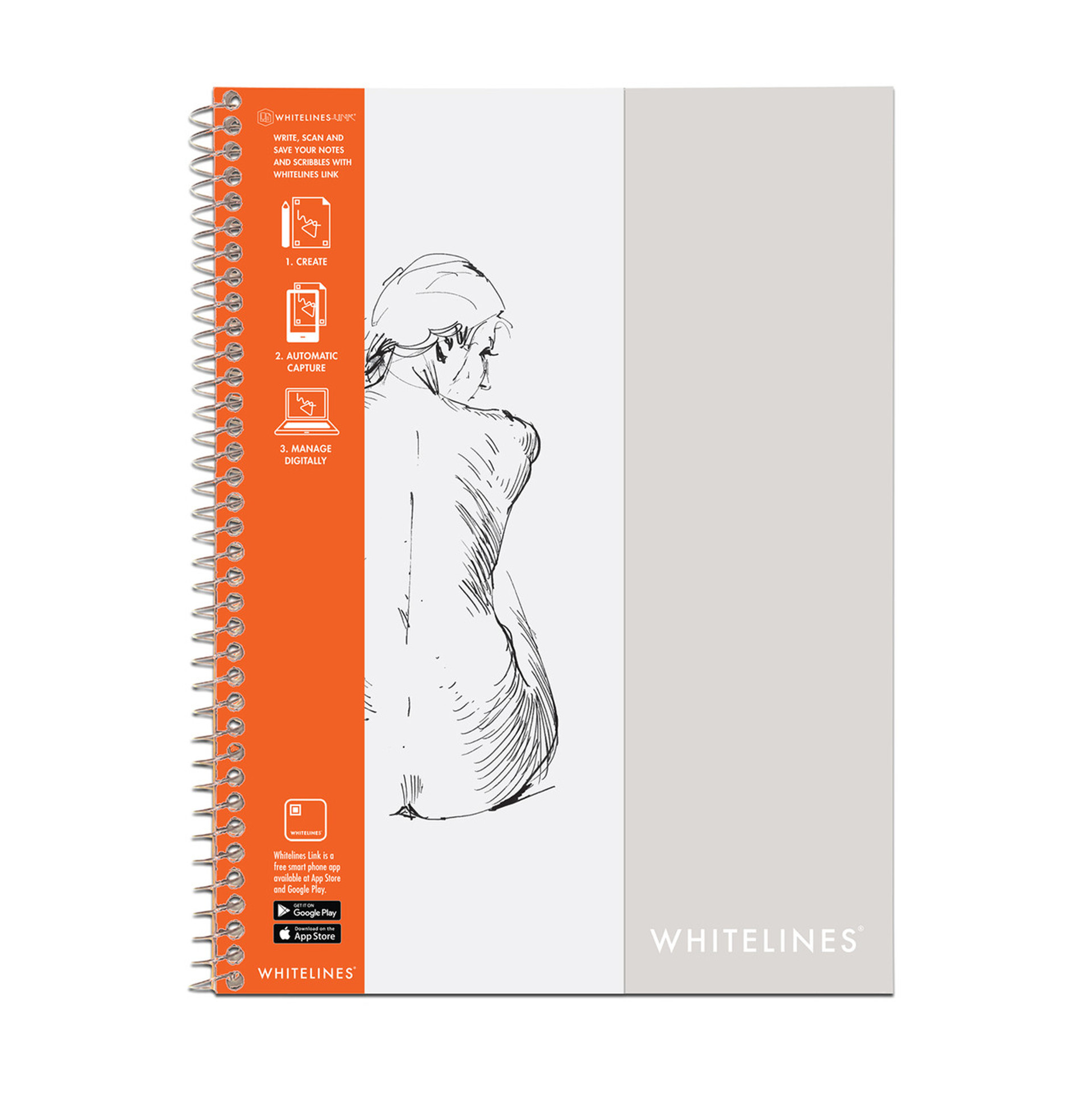 Whitelines Wirebound Notebook, Lined 8.5X11