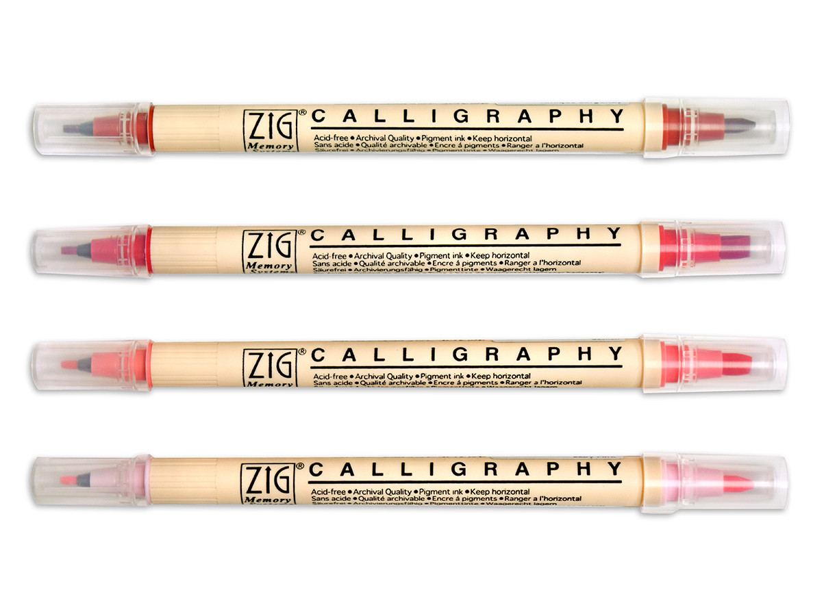 Zig Memory System Calligraphy Marker, Set of 4 Red