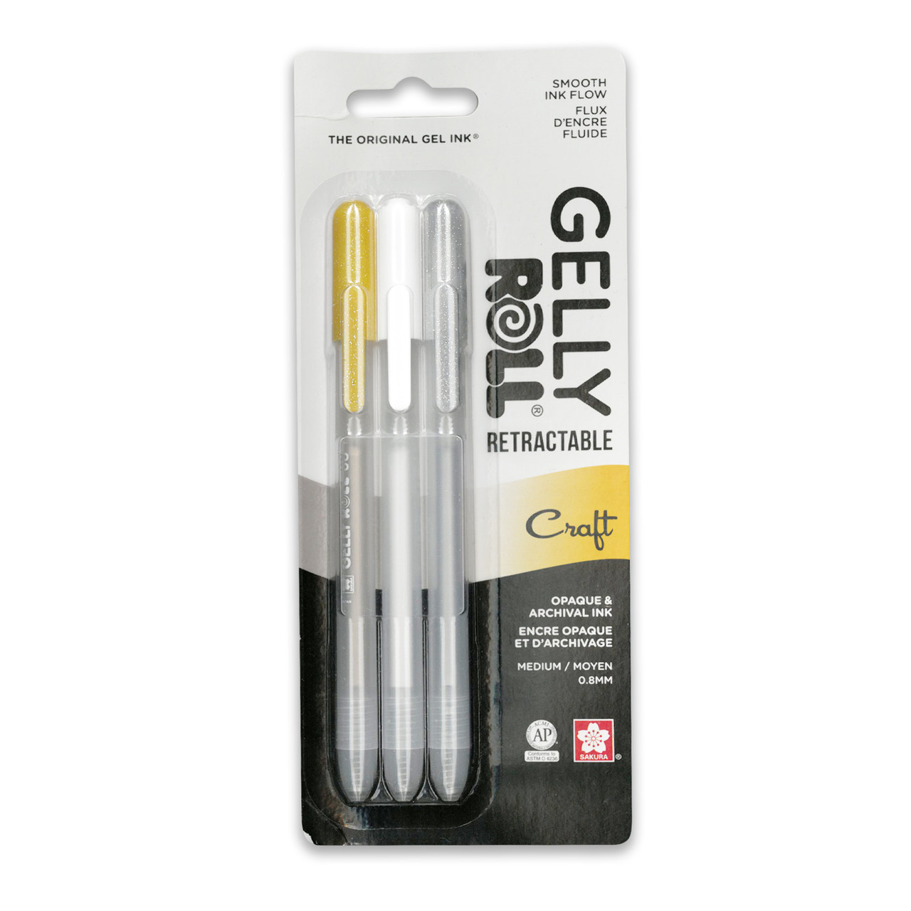 Gelly Roll Retractable Gel Pen Set, Metallic 08 3-Pack