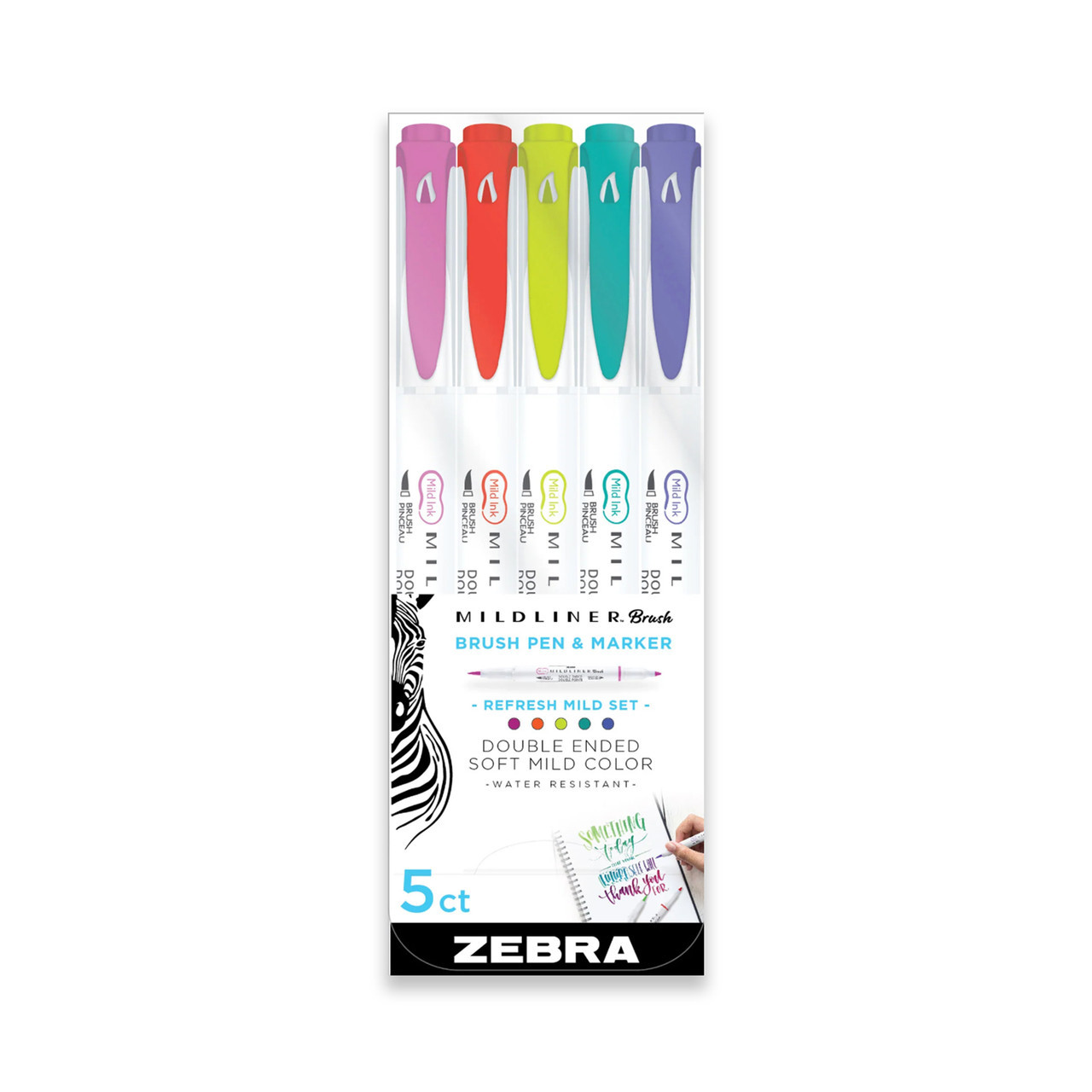 Zebra Mildliner Double Ended Brush Pen, Assorted Pack of 15