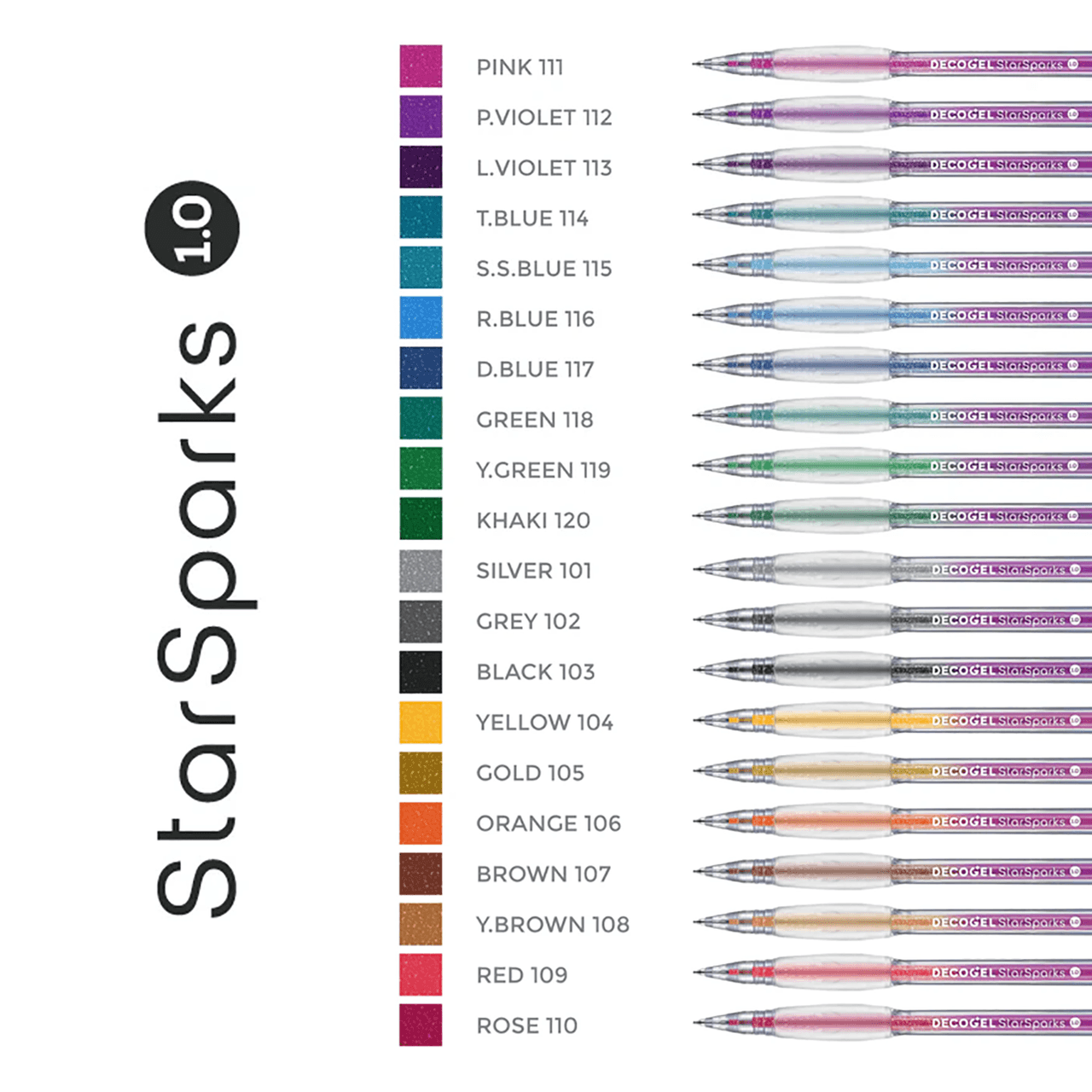 karin Deco Gel 1.0, Set of 20 Star Sparks Glitter Gel Pens