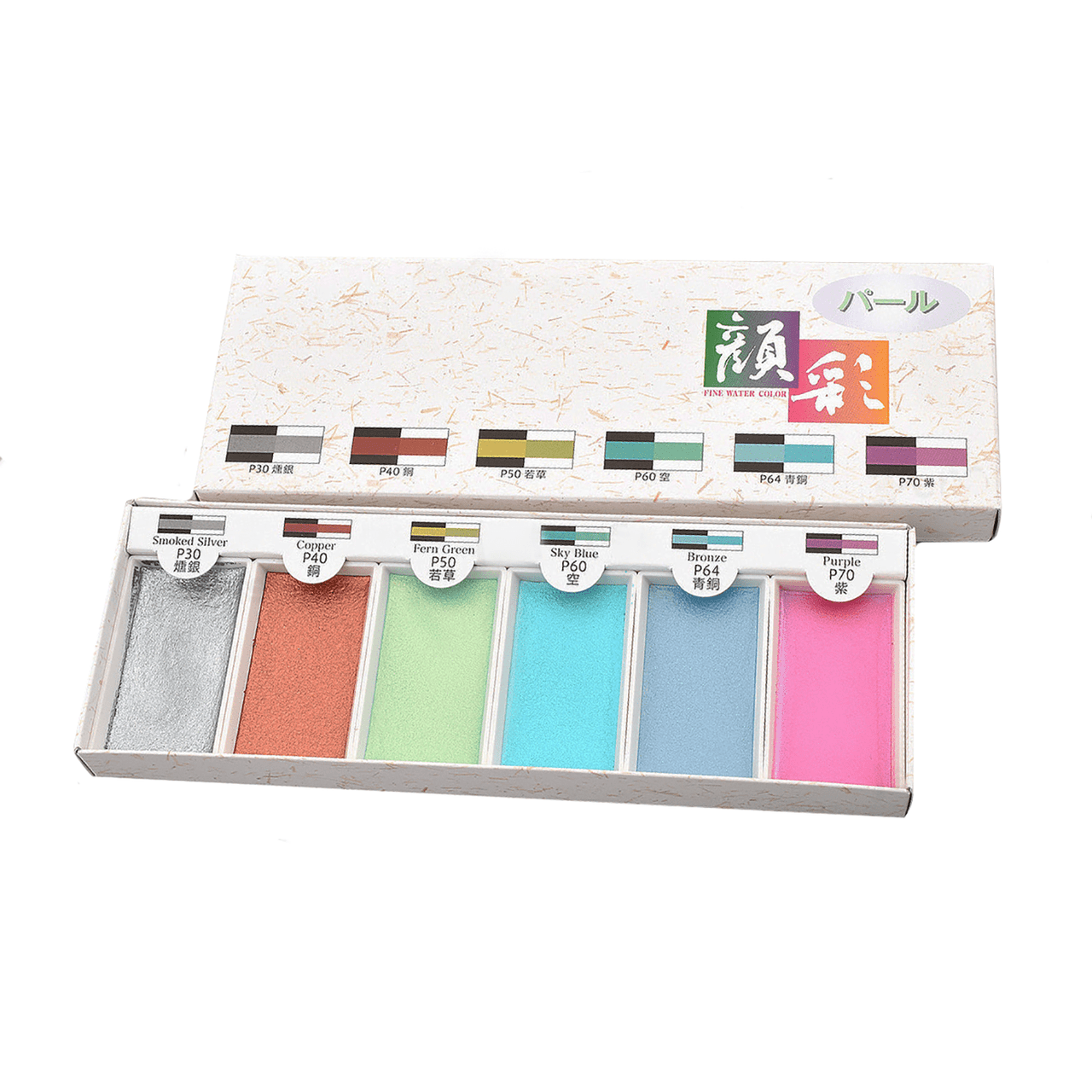 Boku-Undo 6-Color Watercolor Palette, Pale