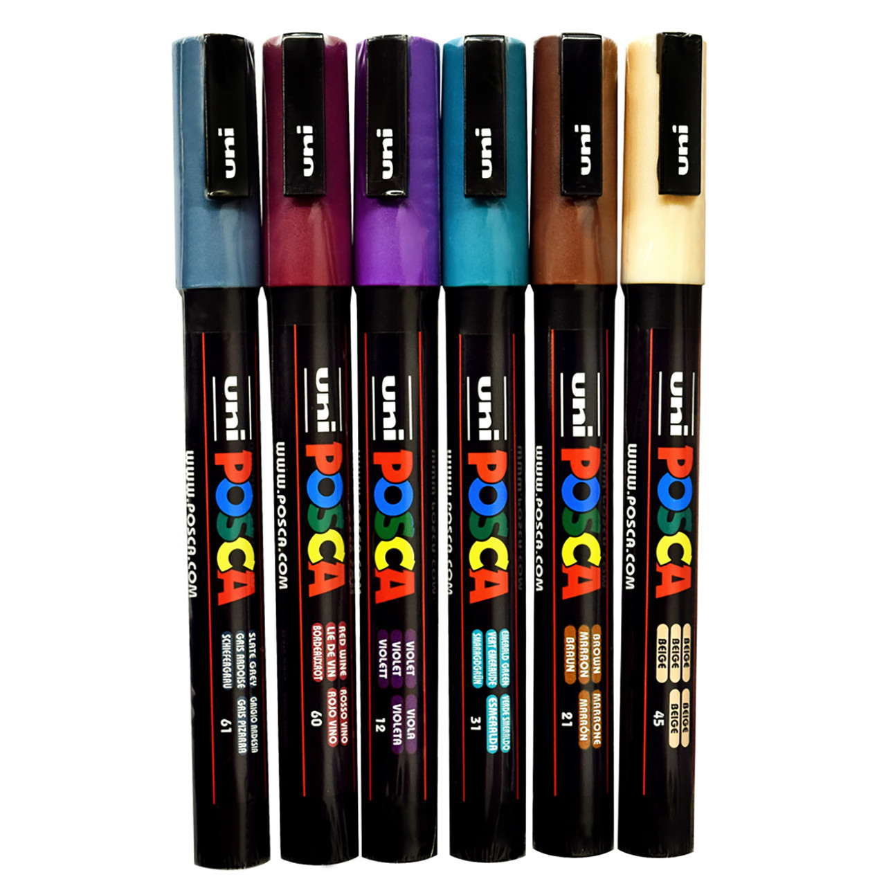 Posca Paint Marker Fine PC-3M Set of 6, Pale Colors