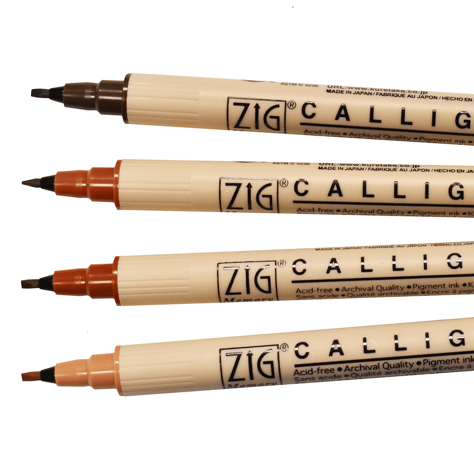 Zig Memory System Calligraphy Marker, Set of 4 Red