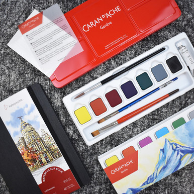 Caran d'Ache Gouache Studio Pan Set of 7 + White