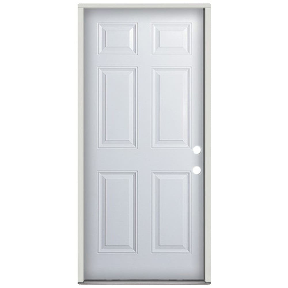 36" x 80" Six Panel Prehung Exterior Fiberglass Door - Left Hand ...