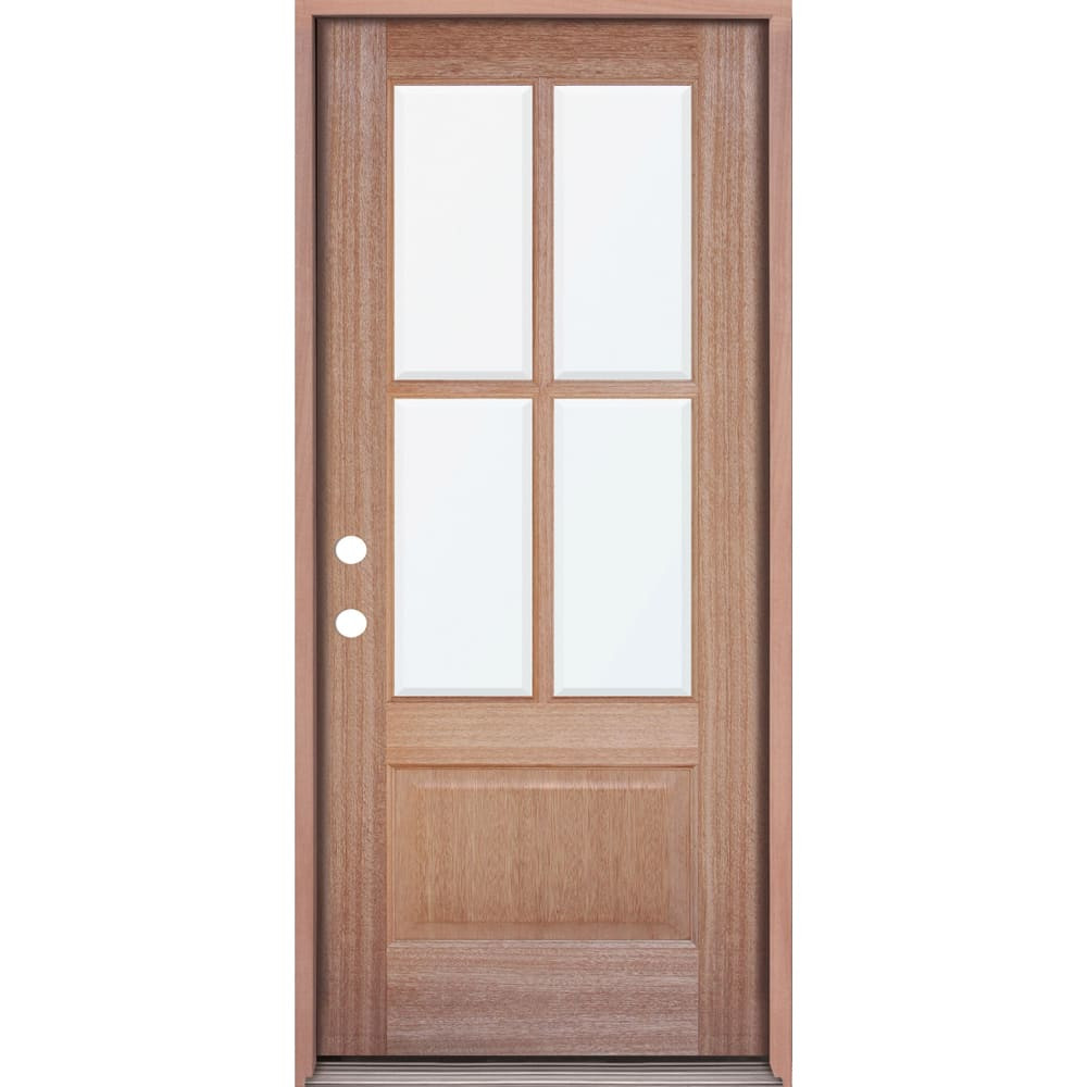36" 4-Lite Unfinished Mahogany RH Door Unit