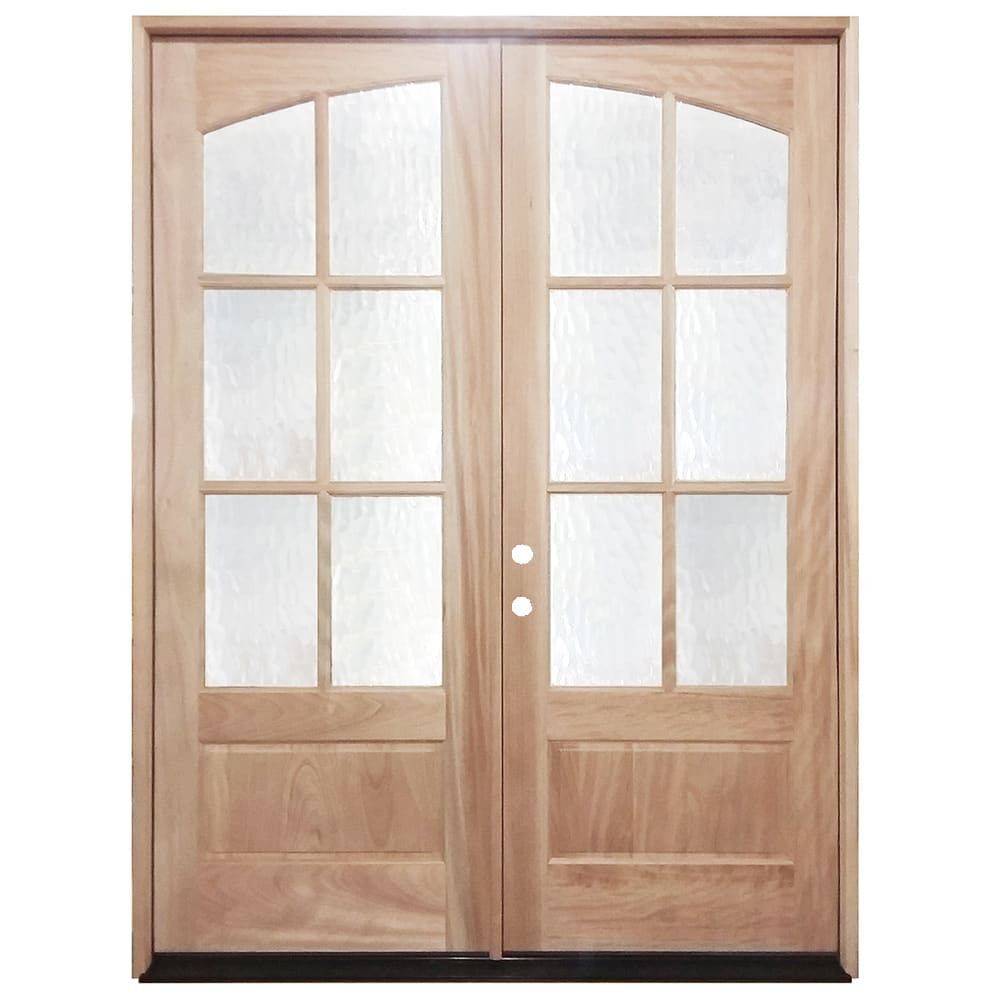 TCM8220 6-Lite Flemish Glass Double Exterior Wood Door - Right Hand Inswing
