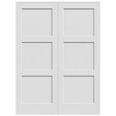 Prehung Unit Solid Core Primed 3 Panel 60" Shaker Interior Door ...
