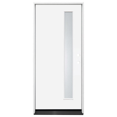 36" x 80" Contempo 1-Lite Reeded Fiberglass Door - White - Left Hand ...