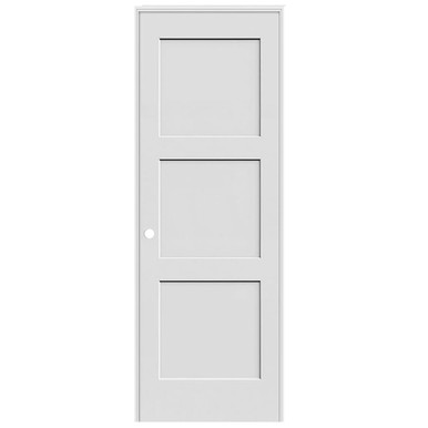 Prehung Unit Solid Core Primed 3 Panel 28" Shaker Interior Door - Right ...