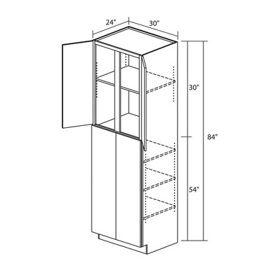 Unfinished Oak 30" x 84" x 24" Pantry Cabinet-Leedo - Seconds and Surplus