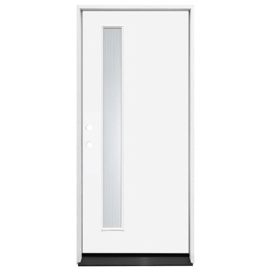 36" x 80" Contempo 1-Lite Reeded Fiberglass Door - White - Right Hand ...