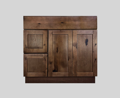 GHI Rustic Walnut Shaker 36" LH Vanity Base | Seconds & Surplus
