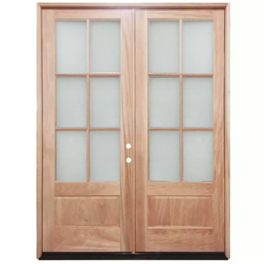 72" x 96" 6-Lite Clear Glass Double Exterior Wood Door - Left Hand ...
