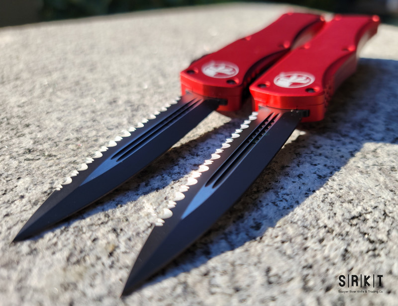 Microtech Hera One-Side Serrate Red 702-3RD @ SRKT Black Coated Premium ...