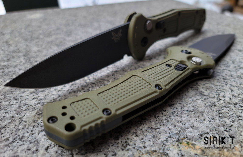 Benchmade Claymore Auto - Cobalt Black Coated CPM D2 Drop Point Blade ...