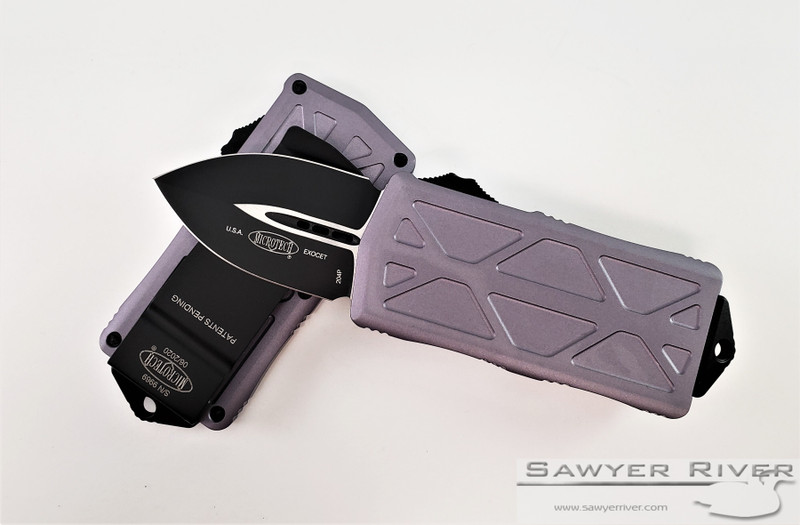 Microtech Exocet D/E OTF 157-1GY @ SRKT Black Dagger Blade Gray ...