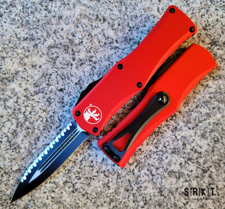 Microtech Hera One-Side Serrate Red 702-3RD @ SRKT Black Coated Premium ...
