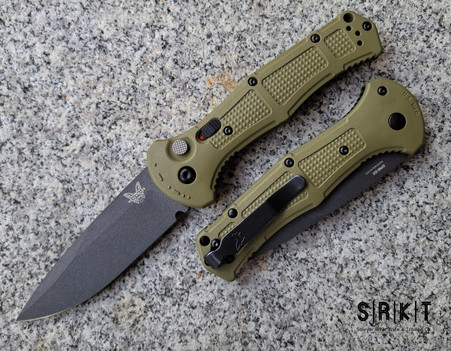 Benchmade Claymore Auto - Cobalt Black Coated CPM D2 Drop Point Blade ...