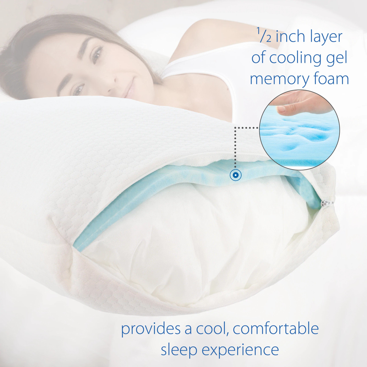 Adjust-A-Loft™ Fiber Adjustable Comfort Pillow with Cooling Memory Foam ...