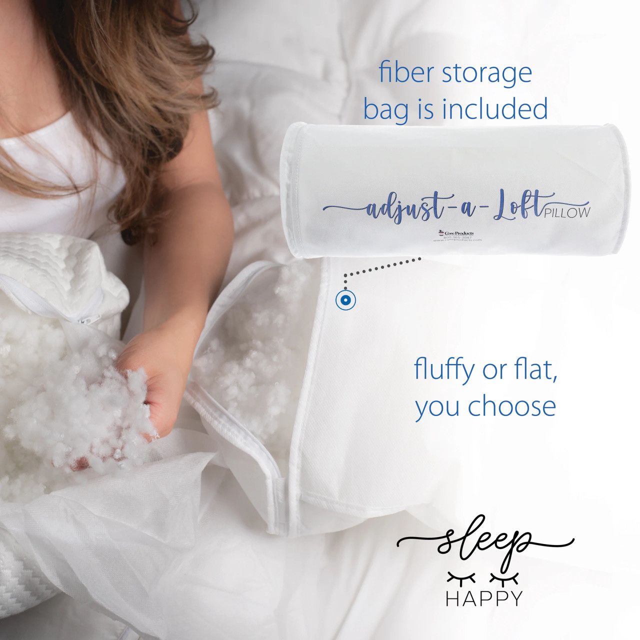 Adjust-A-Loft™ Fiber Adjustable Comfort Pillow with Cooling Memory Foam ...