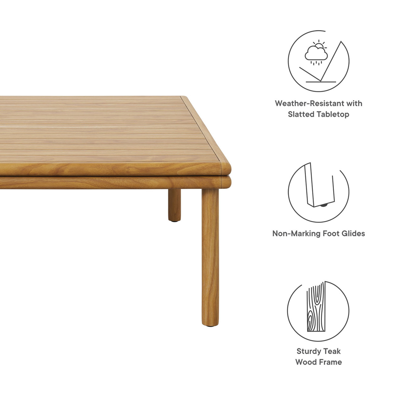 Wren Outdoor Patio Teak Wood Coffee Table / EEI-7010 - GEG COMFORT