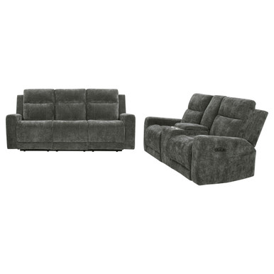 Kennett 2-piece Chenille Power Reclining Sofa Set Dark Grey / CS ...