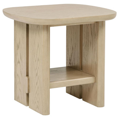 Kailani Coastal Square End Side Table with Shelf Beige Oak / CS-706587 ...