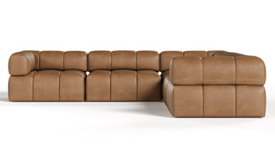 Everest - Modern Brown Leather Modular Sectional Sofa-5-Piece Sectional ...