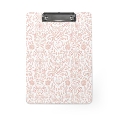Coral-Kissed Seashell Damask Clipboard: Coastal Cowgirl Style!
