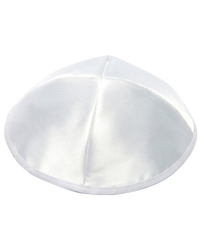 White Satin Kippa - Ben's Tallit Shop