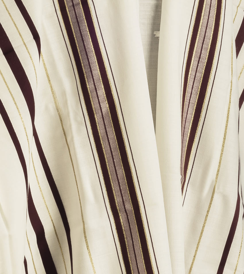 Burgundy and Gold Striped Tallit - Ben's Tallit Shop