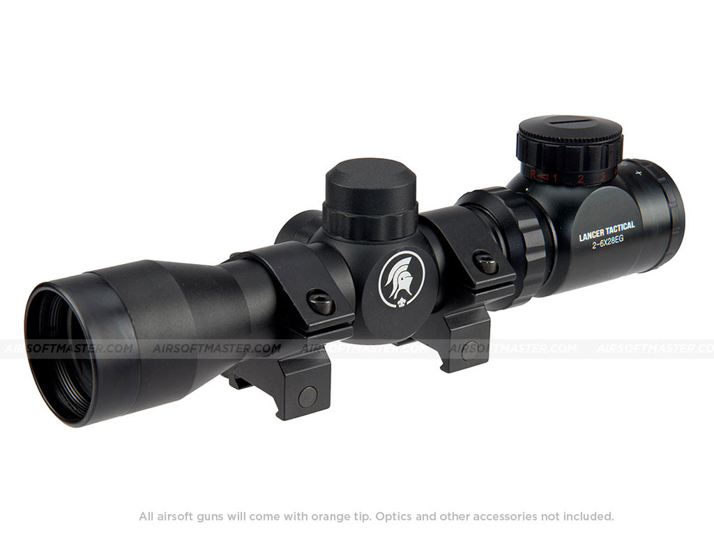 Lancer Tactical 2-6x Tactical Rifle Scope with Red/Green Illumination ...