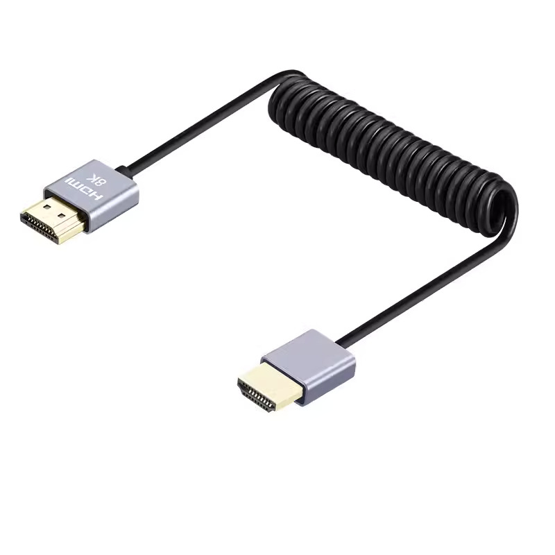 HDMI 2.1 Coiled Cable Full to Full 30cm to 60cm Straight (8K@60Hz / 4K ...