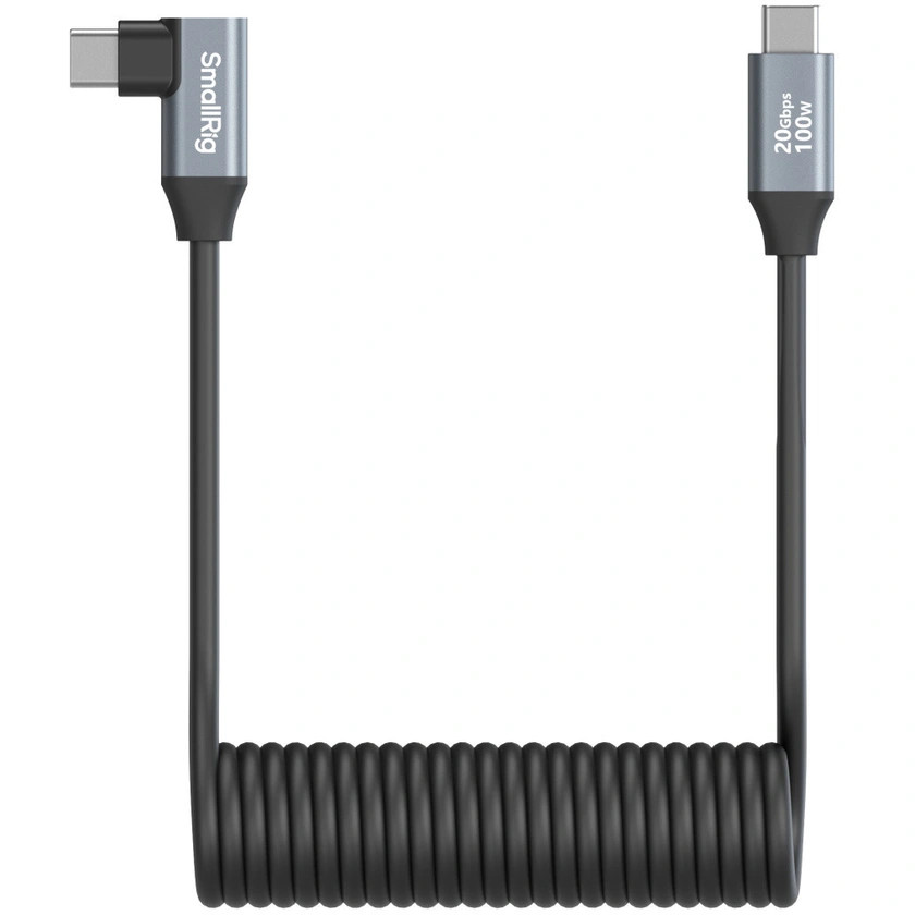 SmallRig 4792 Straight USB-C to Angled USB-C Coiled Data Cable (35cm ...