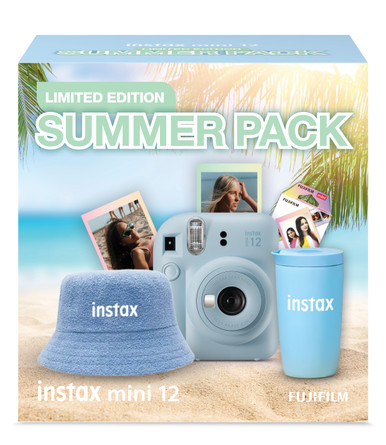 FUJIFILM Instax Mini 12 Film Camera Summer Pack (Pastel Blue ...