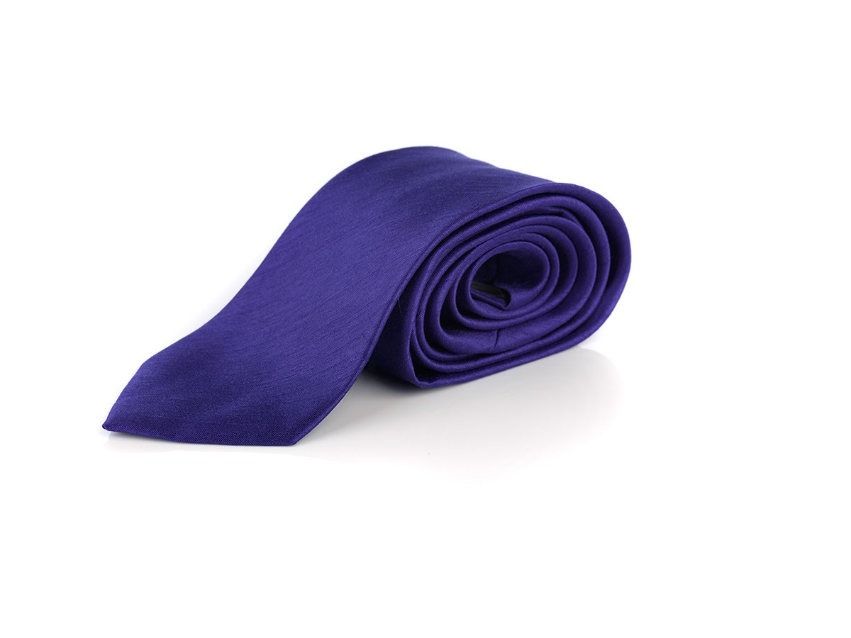 Shantung silk straight tie - Imperial blue