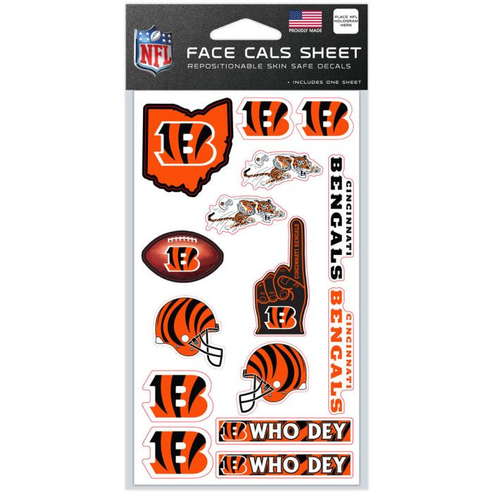 Cincinnati Bengals 4"x7" Face-Cals Sheet