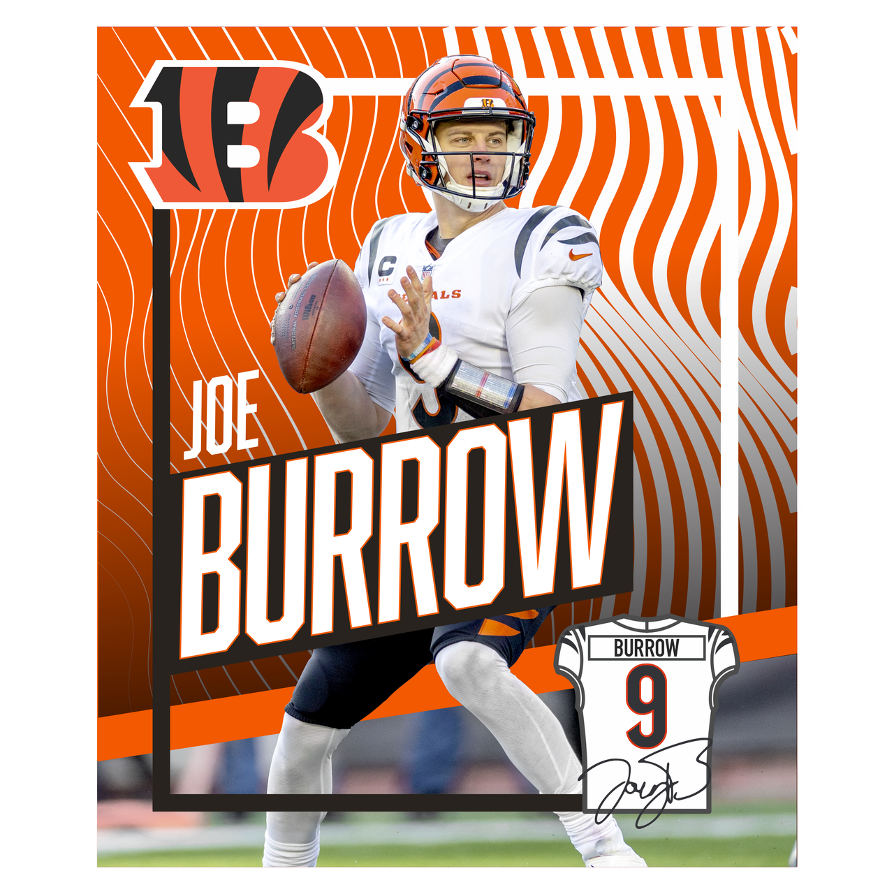 Cincinnati Bengals Joe Burrow 50" x 60" Plush Raschel Throw