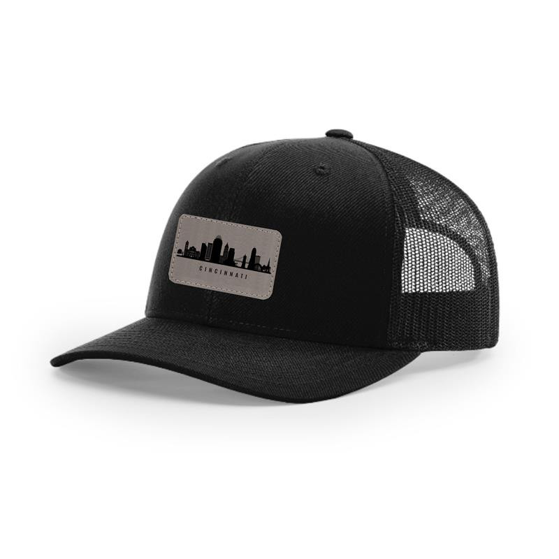 Cincinnati Skyline Trucker Snapback Hat Solid Black