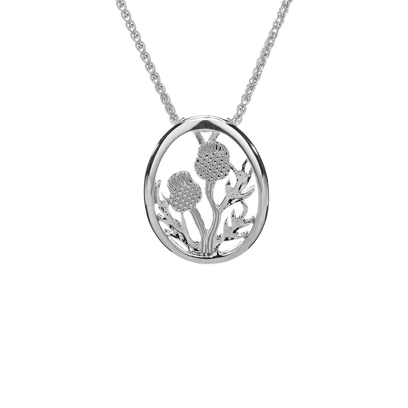 Sterling Silver Framed Scottish Thistle Pendant | Made in Scotland
