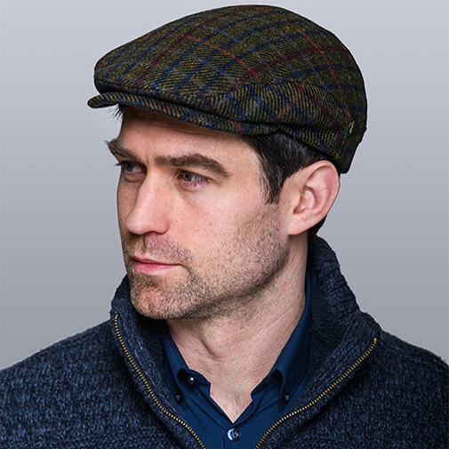 Trinity Tweed Flat Cap in Forest Green Tartan | Made in Scotland